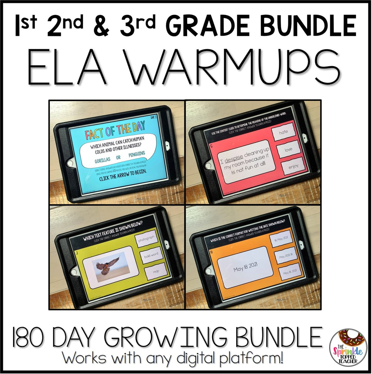 1st-3rd Grade Digital ELA Spiral Review Growing Bundle - Distance Lear ...
