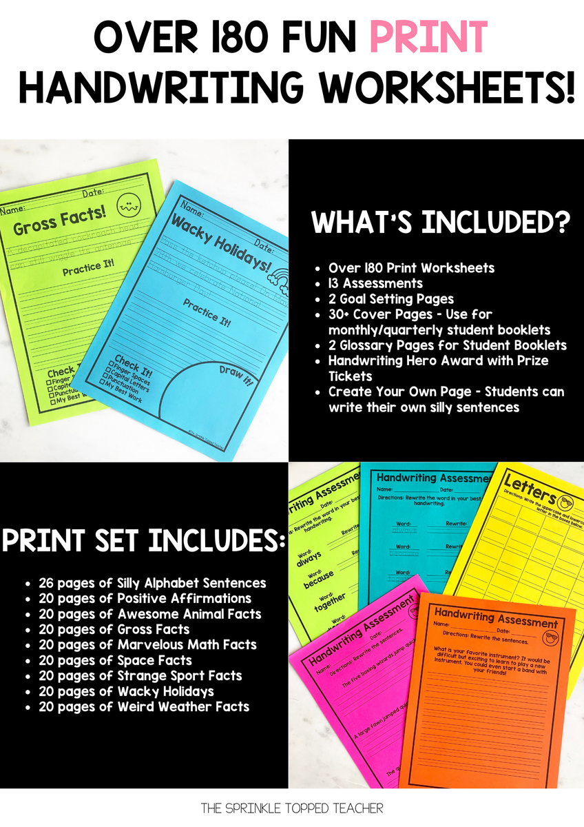Handwriting Practice for Older Students | Year Long | Print Worksheets ...