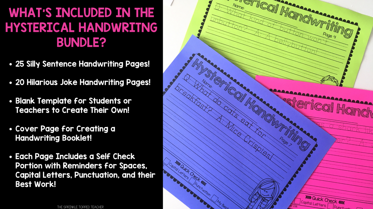 Hysterical Handwriting Worksheets | Print Bundle – The Sprinkle Topped ...