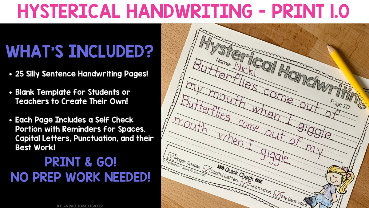Hysterical Handwriting Worksheets | Guaranteed Giggles – The Sprinkle ...