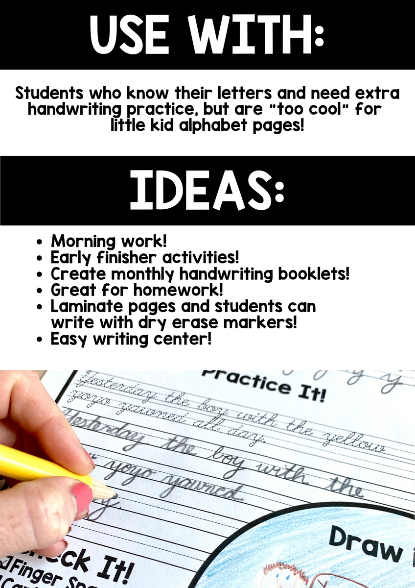 Handwriting Worksheets | CURSIVE PRINT D'NEALIAN BUNDLE for Older Stud ...