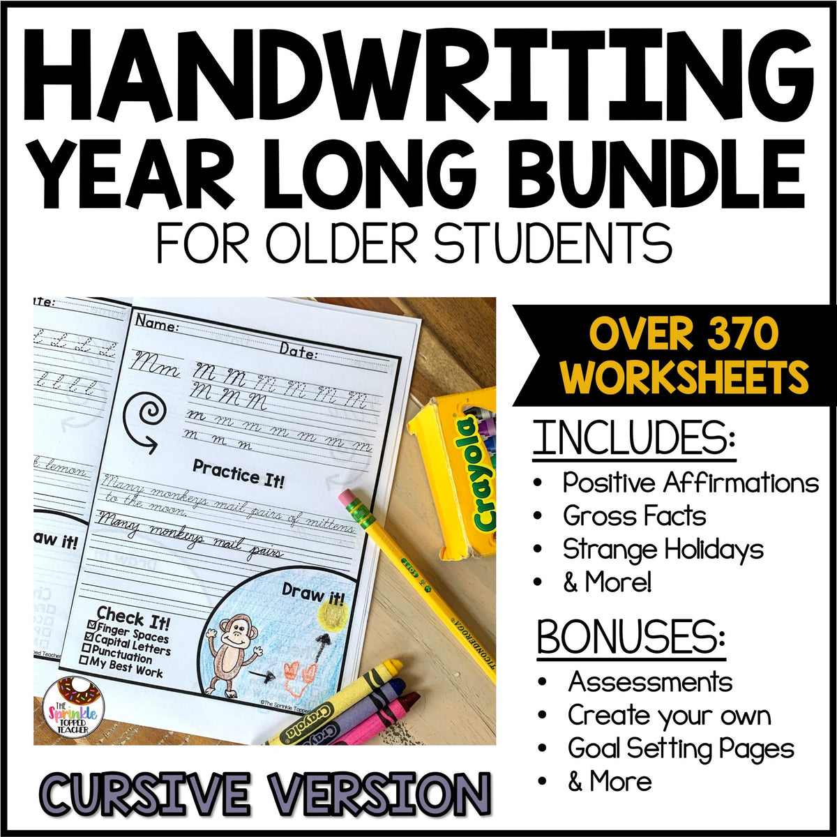 Cursive Handwriting Practice | Year Long Daily Worksheets for Older St ...