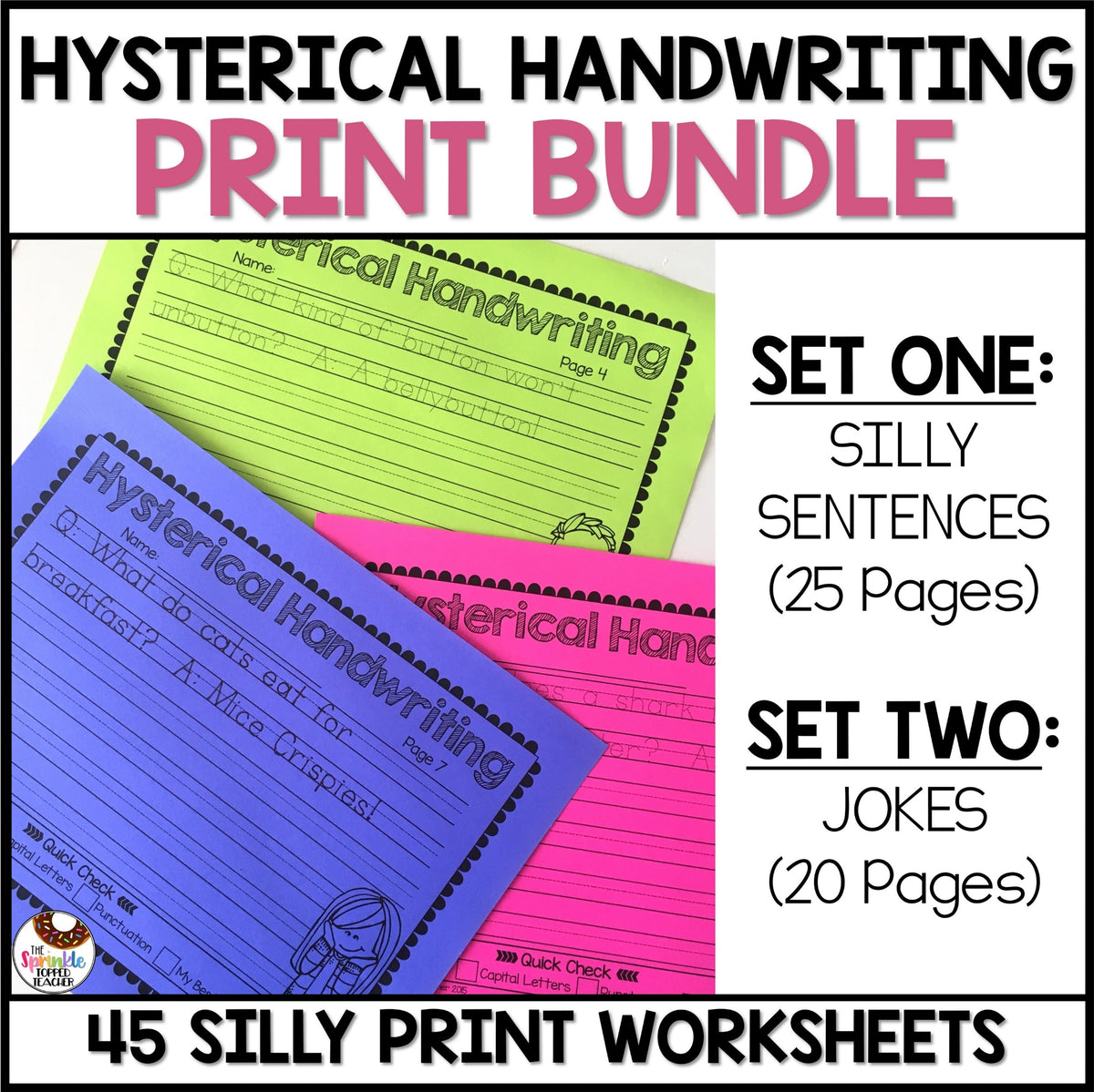 Hysterical Handwriting Worksheets | Print Bundle – The Sprinkle Topped ...
