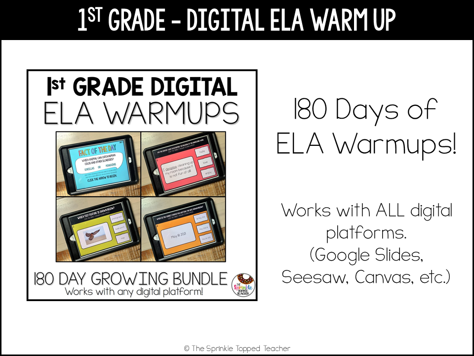 Daily ELA Warm Up for 1st Grade - 180 Days of Spiral Review – The ...