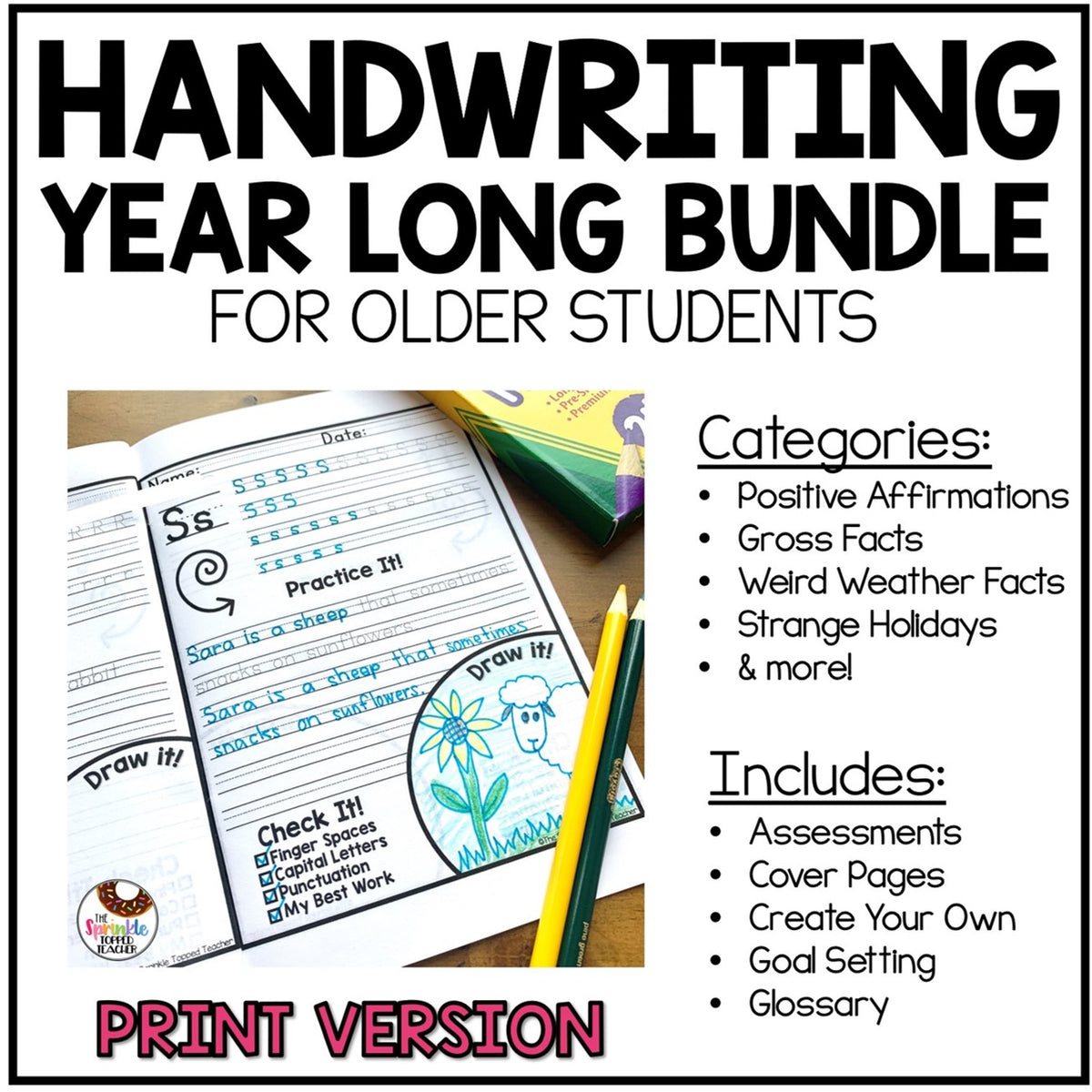 Handwriting Practice for Older Students | Year Long | Print Worksheets ...