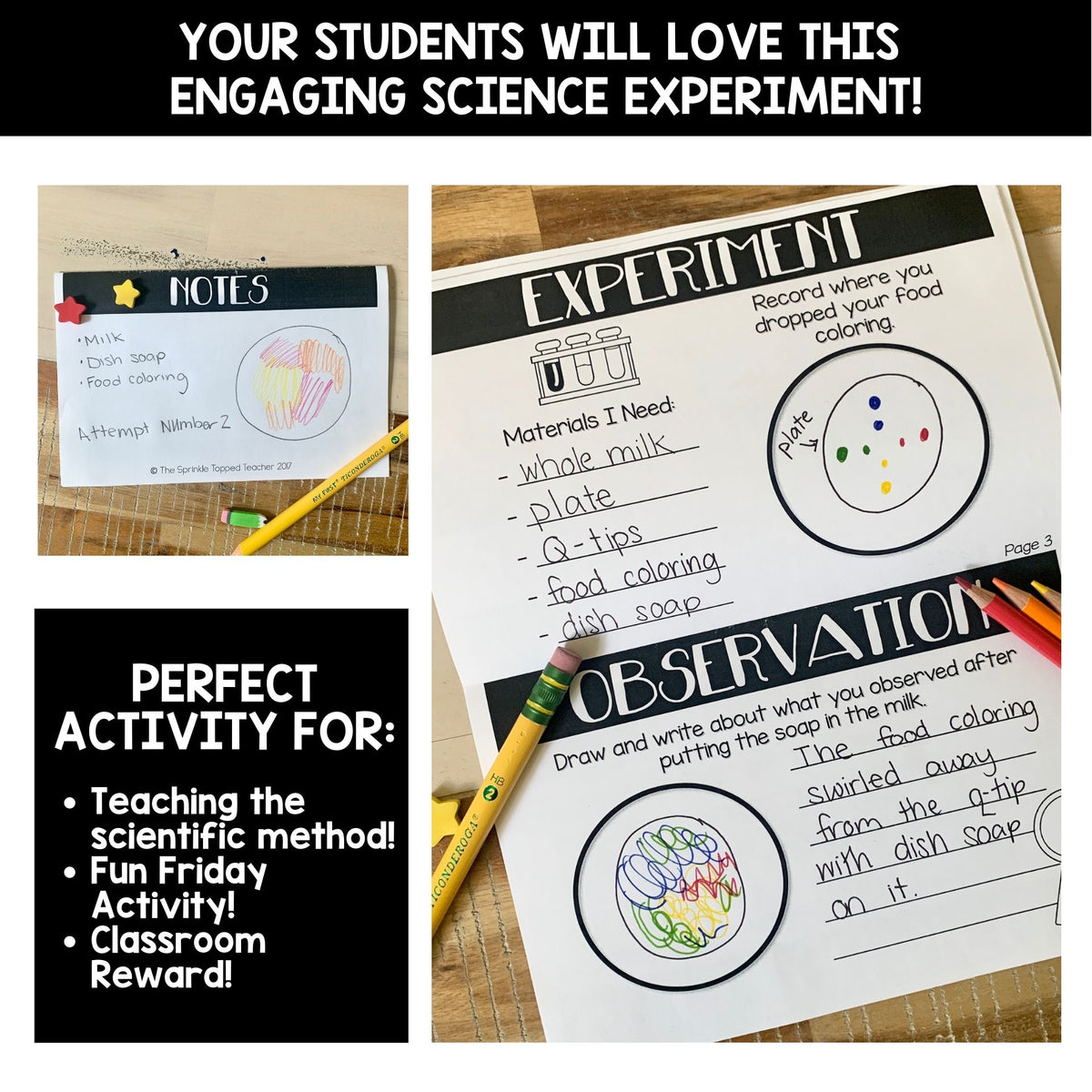 Rainbow Milk Experiment | Scientific Method – The Sprinkle Topped ...